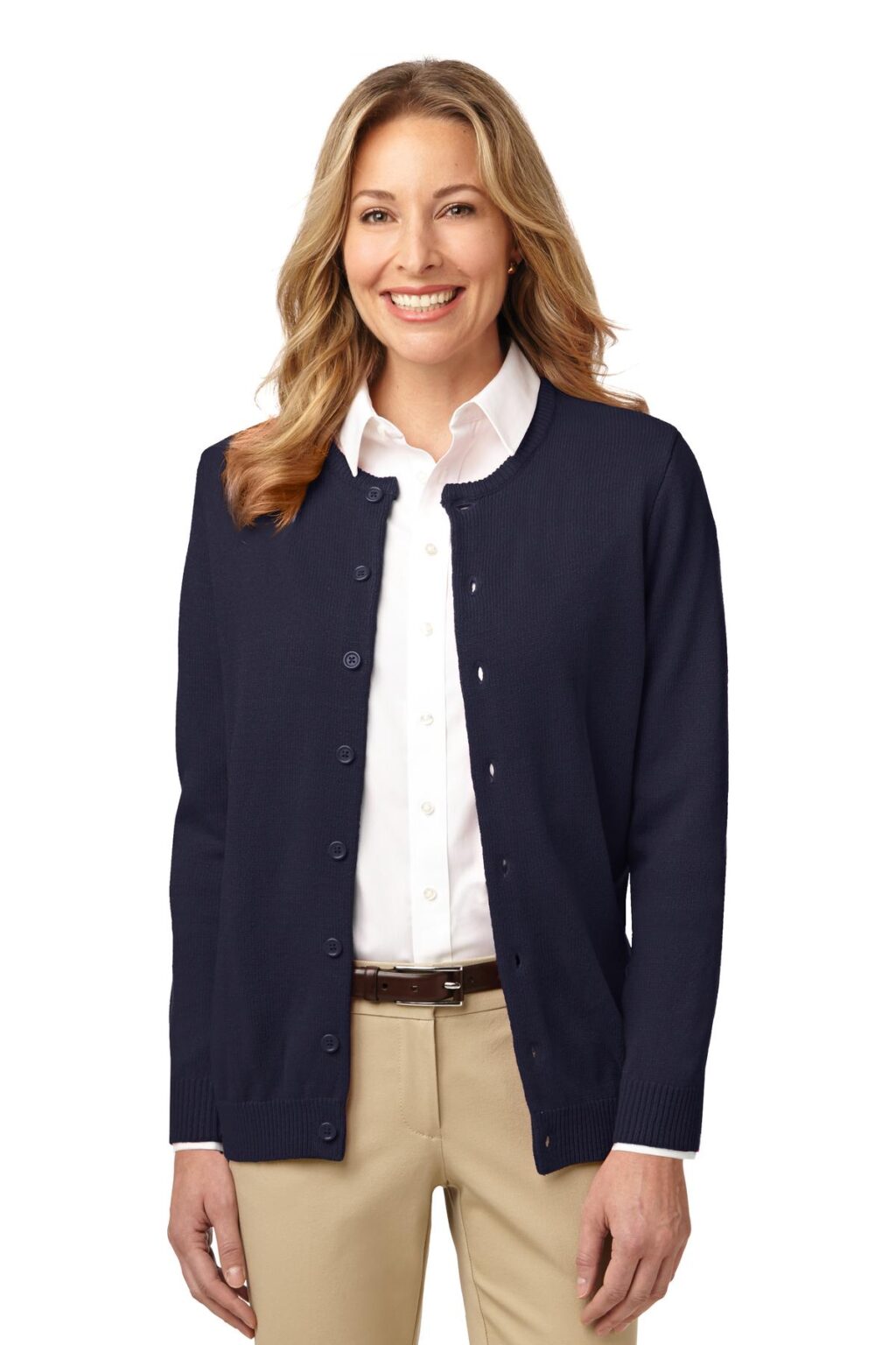 DISCONTINUED Port Authority ® Ladies Value Jewel-Neck Cardigan Sweater ...